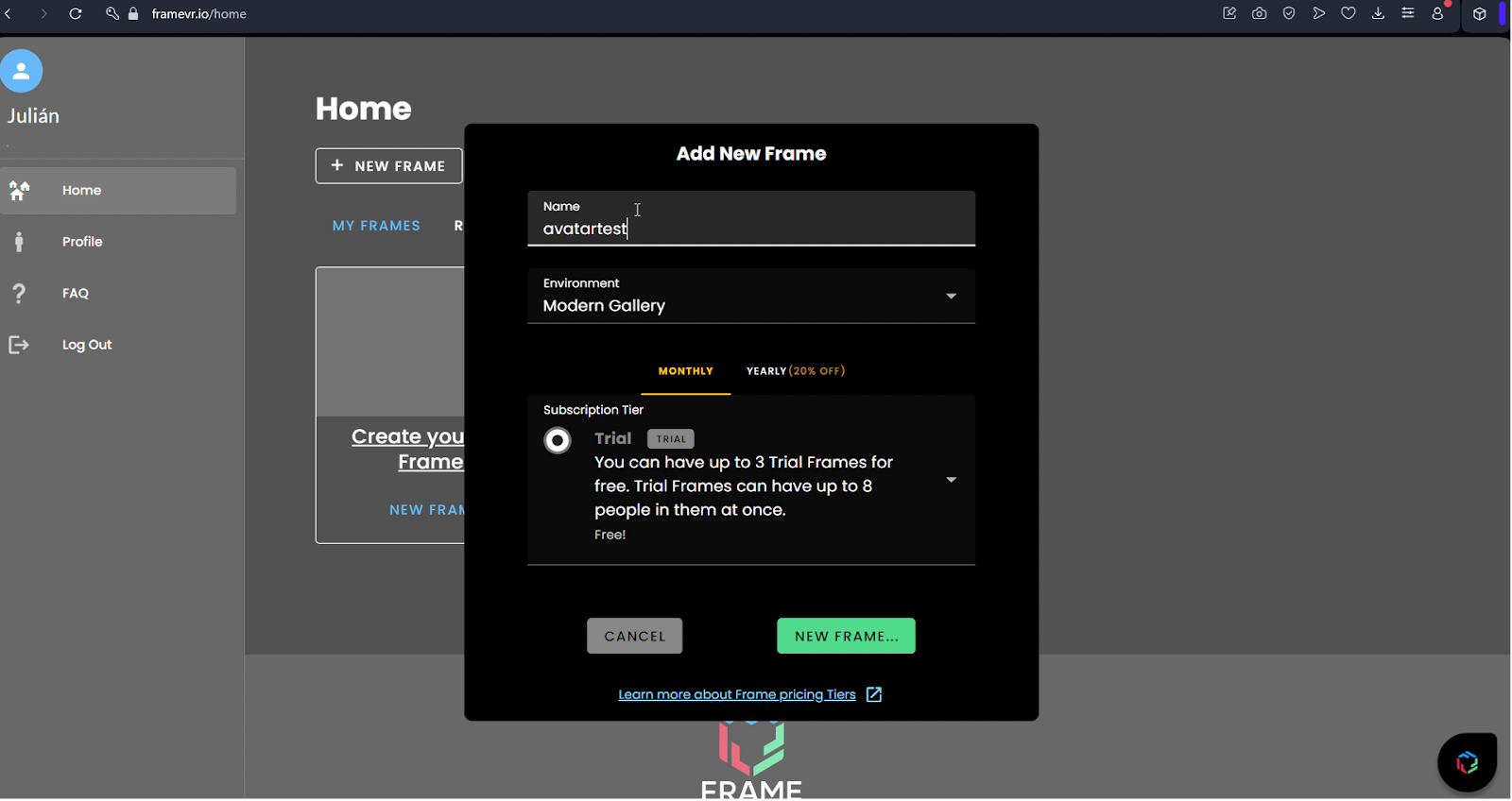 Creación de un avatar personalizado en FrameVR