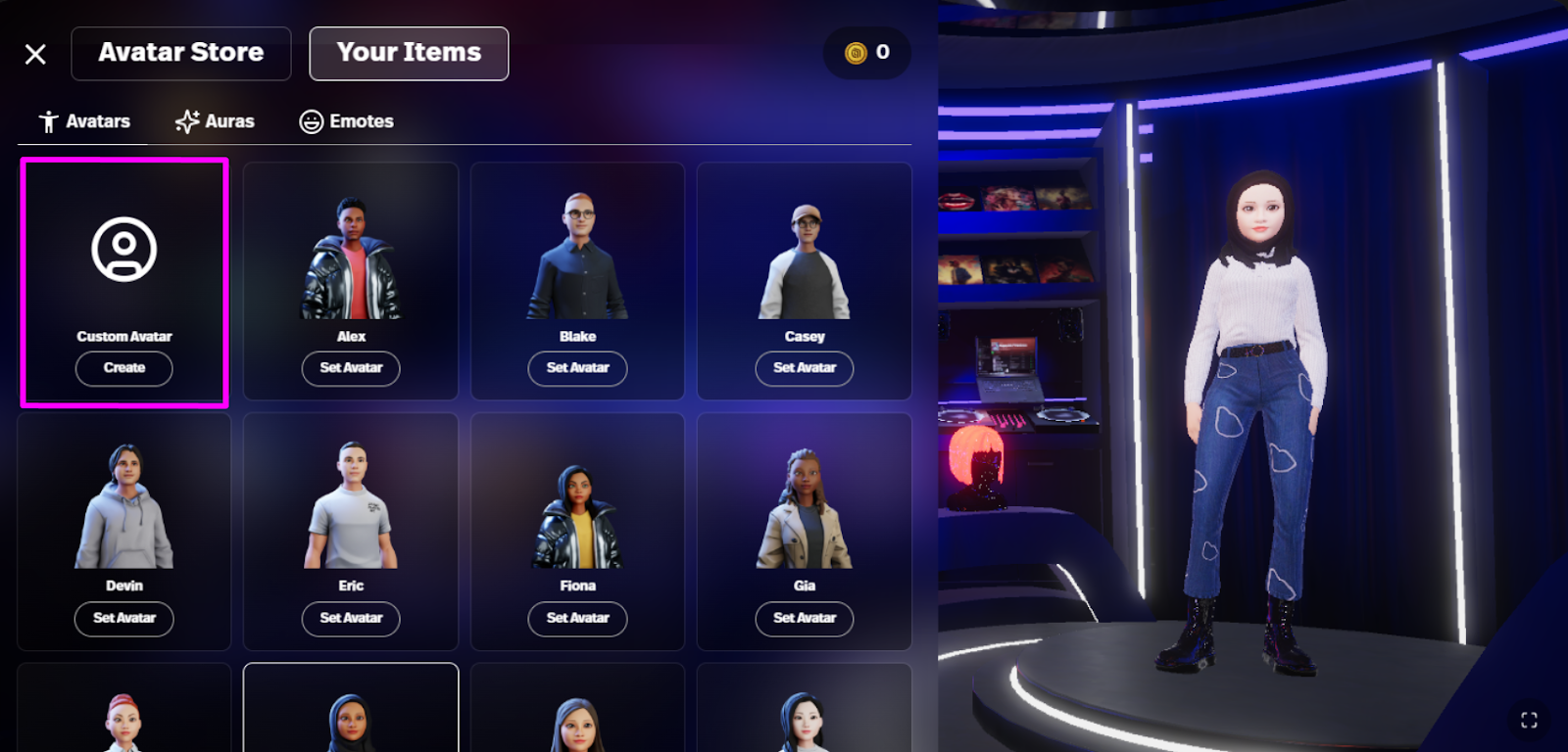 Creación de un avatar personalizado en Spatial